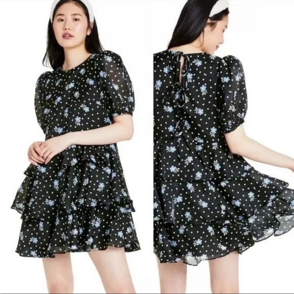 Sandy Liang | Dresses | Sandy Liang Floral Polka Dot Short Sleeve ...